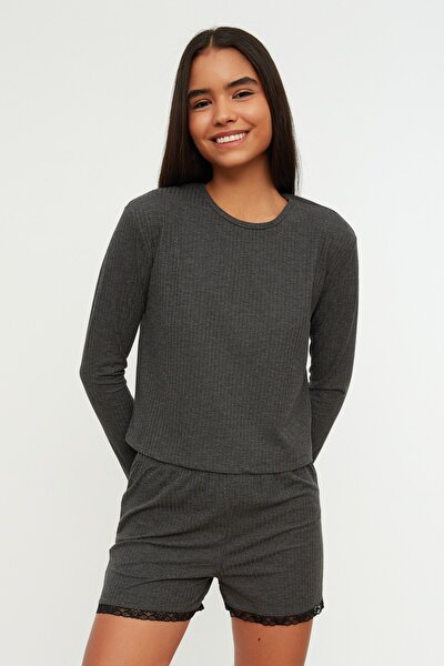 Trendyol Collection Pajama Set Black Plain Trendyol